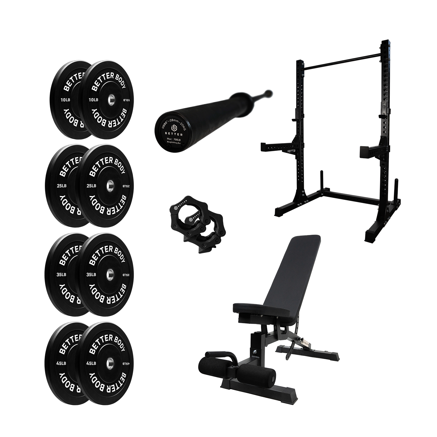 Power Bundle with Squat Rack - Weight Set & Bench