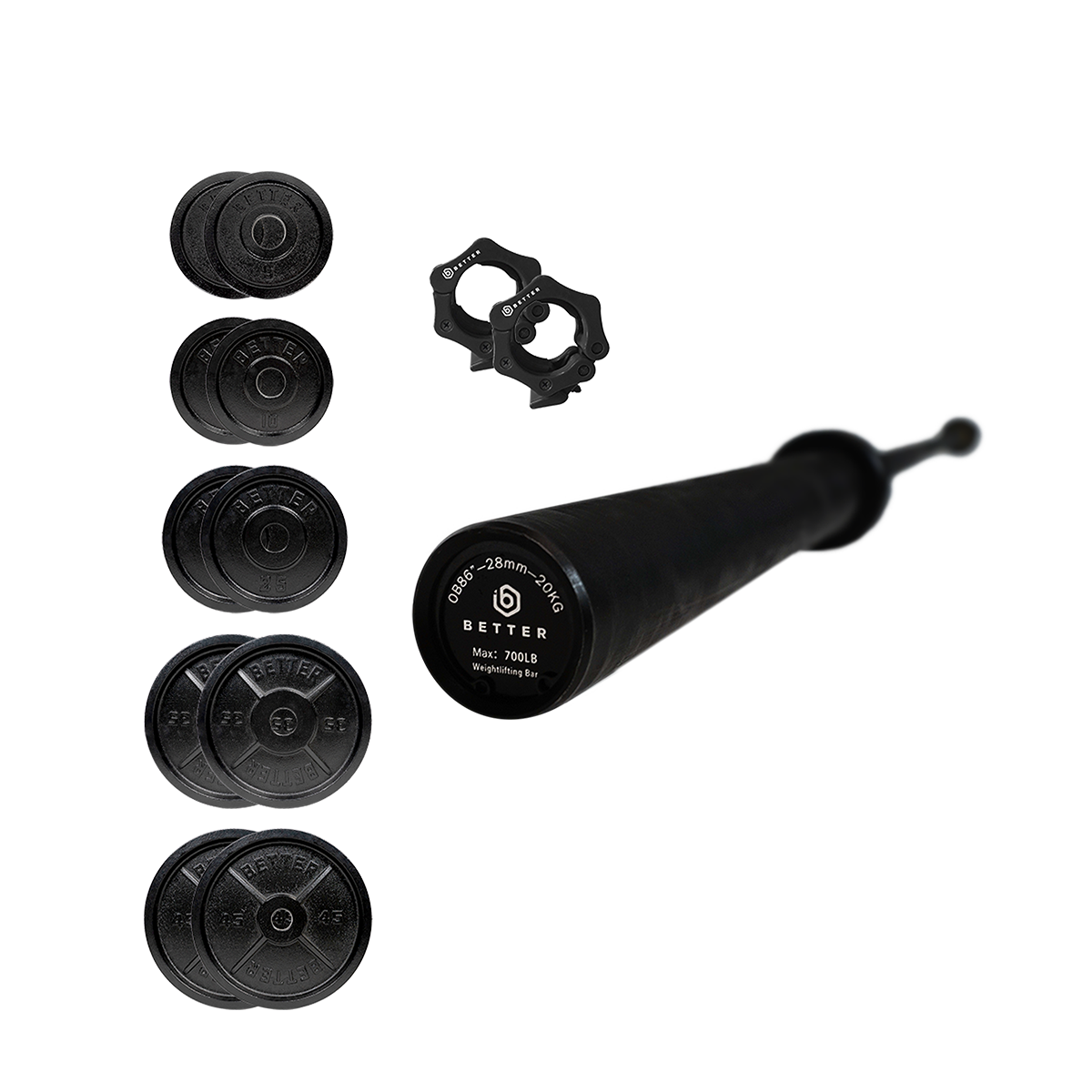 Better Body Barbell and Weight Bundle | 5-45lb | Better Body Equipment